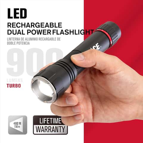 Ace 900 lm Black LED Rechargeable Flashlight 18650 Battery Mfr ...